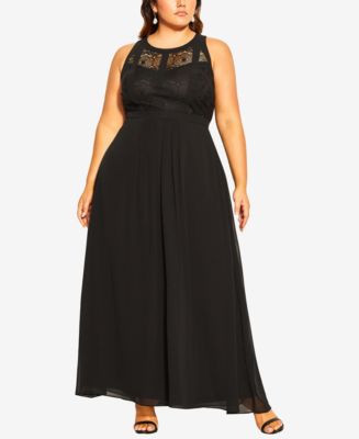 City Chic Trendy Plus Panelled Bodice Maxi Dress - Macy's