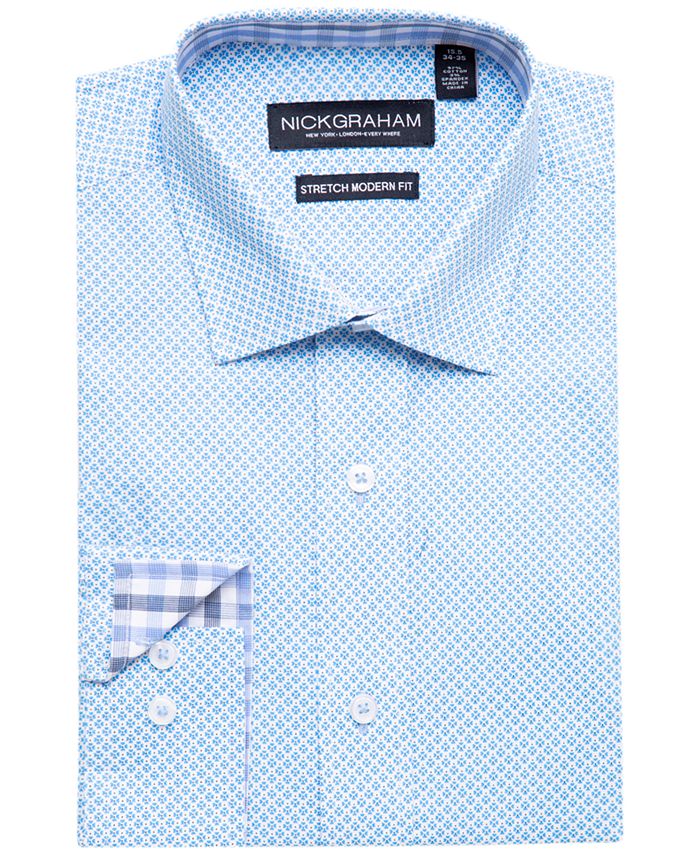 Nick Graham Men's Modern-Fit Stretch Floral Medallion Print Dress Shirt ...
