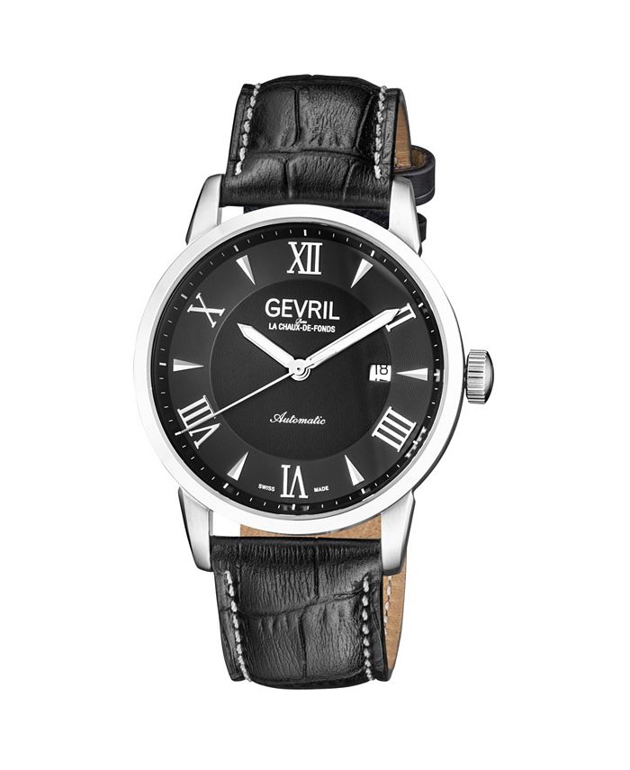Gevril Men's Five Points 46301 Swiss Automatic Italian Leather Watch 47 mm - Macy's
