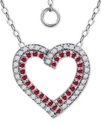 Giani Bernini Lab-Grown Ruby & Cubic Zirconia Heart Pendant Necklace in ...