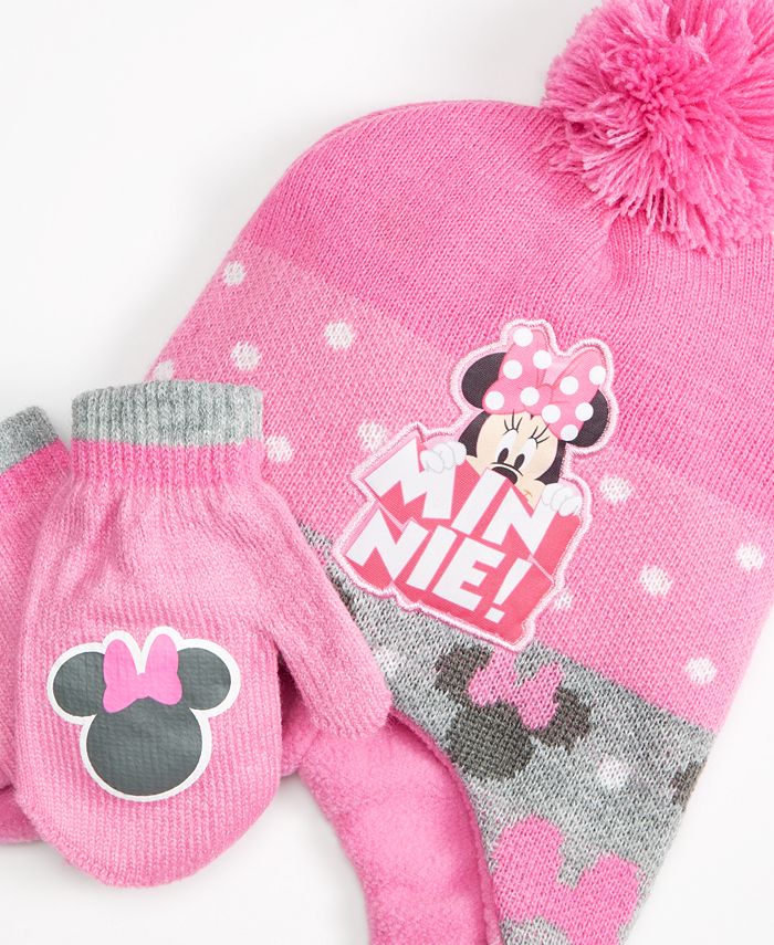 Berkshire Little Girls Minnie Mouse Hat & Mittens Set - Macy's