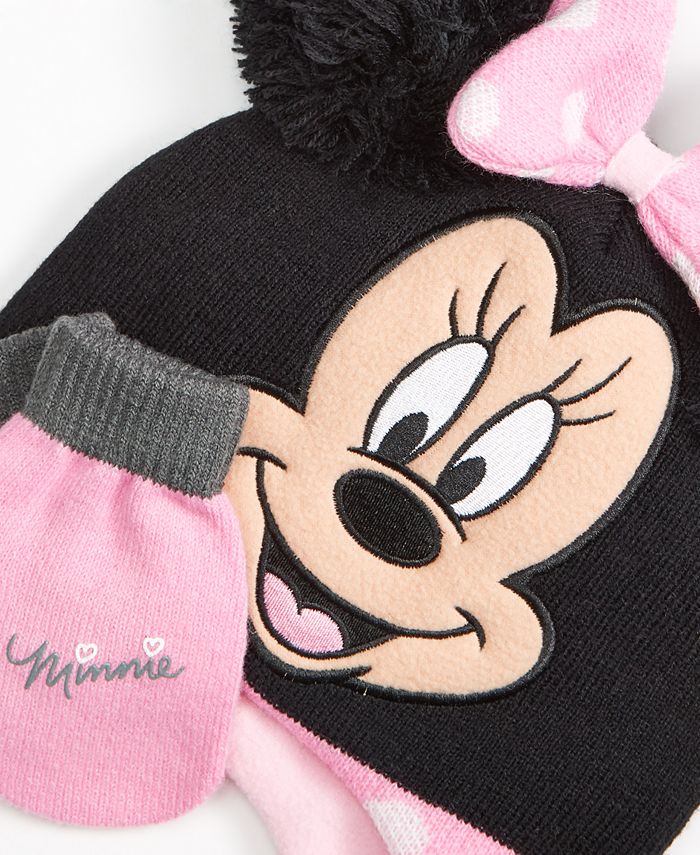 Berkshire Little Girls Minnie Mouse Hat & Mittens Set - Macy's