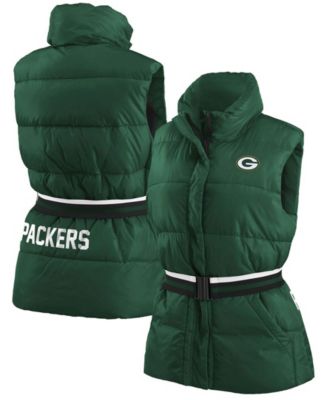Women's Green Green Bay Packers Full-Zip Puffer Vest with Belt - Macy's