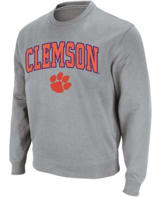 Men's Heathered Gray Clemson Tigers Arch Logo Crew Neck Sweatshirt - Macy's