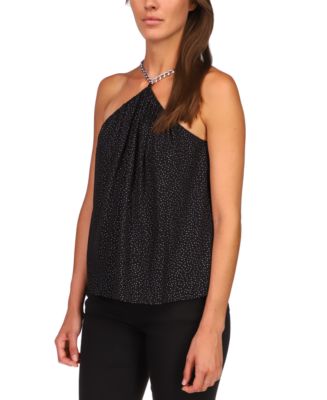 Michael Kors Sleeveless Chain Neck Halter Top - Macy's