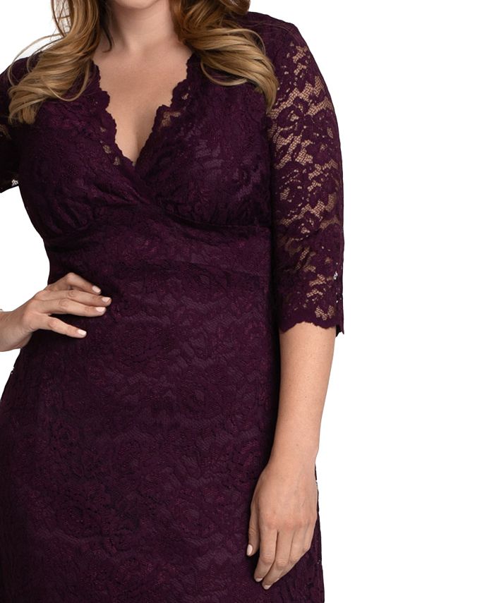 Kiyonna Womens Plus Size Scalloped Boudoir Lace Dress Macys