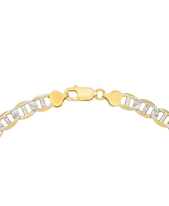 Italian Gold Men's Two-Tone Diamond Cut Mariner Link 24" Chain Necklace ...