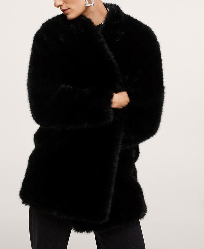 MANGO Women's Oversize Faux-Fur Coat - Macy's