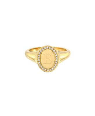 Zoe Lev 14K Gold Diamond Signet Initial Ring - Macy's