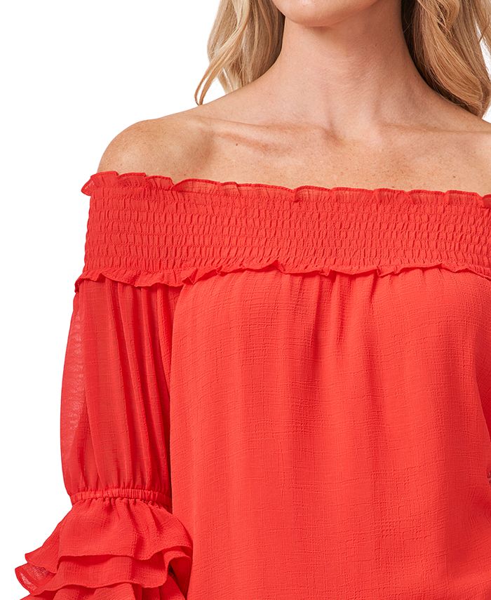 CeCe Off-the-Shoulder Ruffled-Cuff Top - Macy's