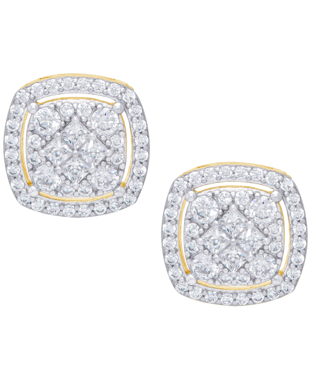 Click here for Cubic Zirconia Cushion Earrings in Fine Gold Plate... prices