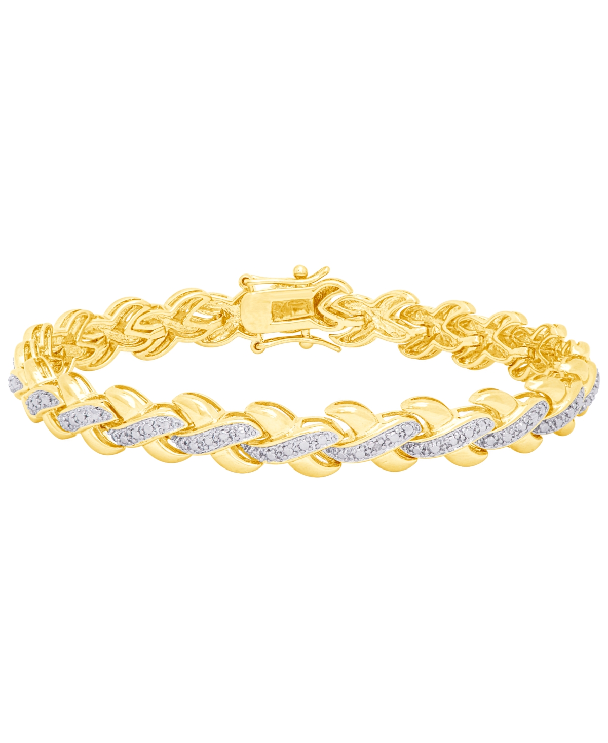 Click here for Diamond Accent X Weave Bracelet in Fine Gold Plate... prices