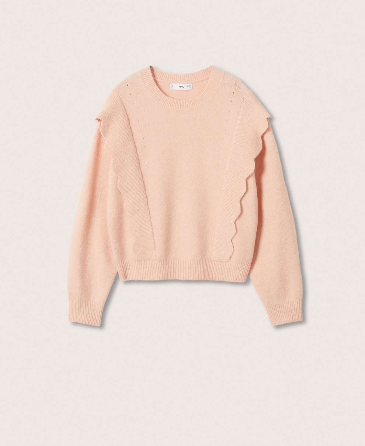 Mango Ruffle Knitted Sweater Pastel Pink | ModeSens