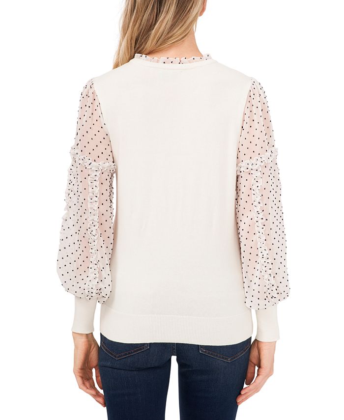 CeCe Cotton Contrast Sweater - Macy's