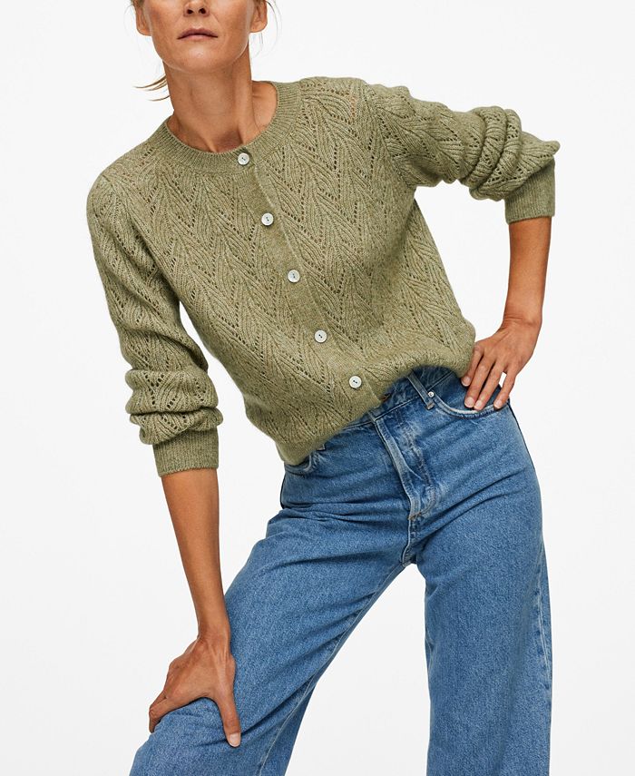 MANGO Women's Openwork Knit Cardigan - Macy's