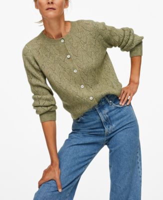 MANGO Women's Openwork Knit Cardigan - Macy's