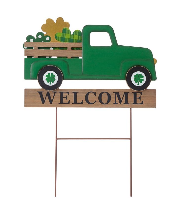 Glitzhome 24" St. Patrick's Truck Yard Stake or Wall Decor - Macy's
