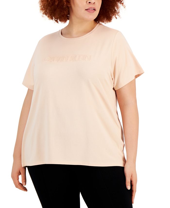 Calvin Klein Plus Size Embossed-Logo T-Shirt - Macy's