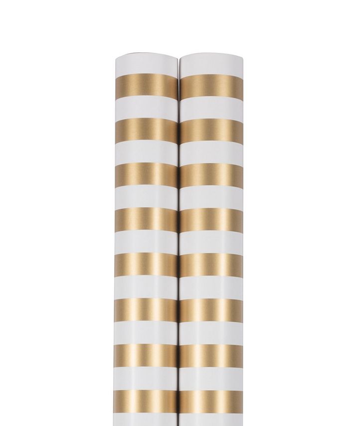 JAM Paper Gift Wrap 50 Square Feet Striped Wrapping Paper Rolls, Pack ...