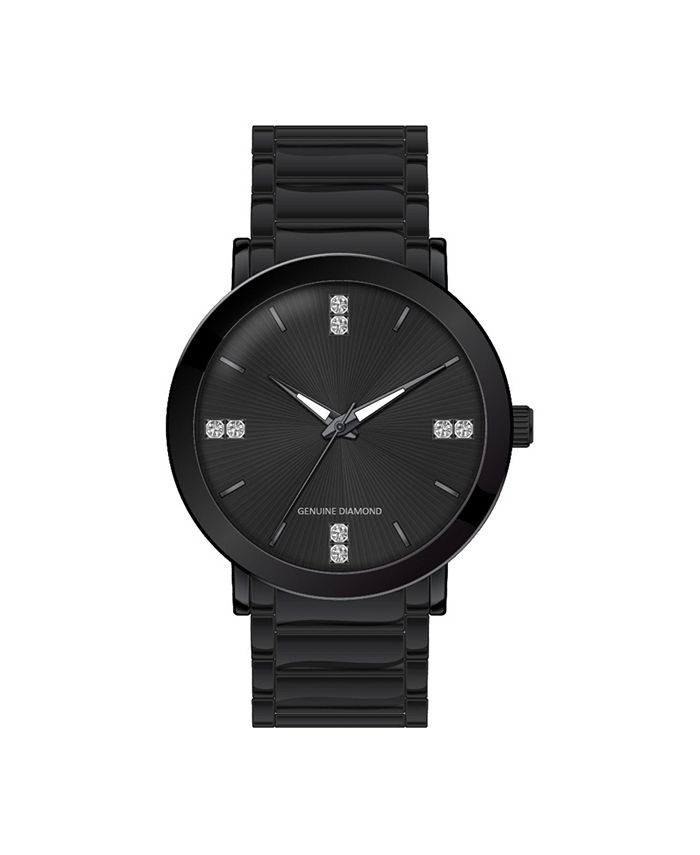 Rocawear Men's Diamond (1/10 ct. t.w.) Black-Tone Stainless Steel ...