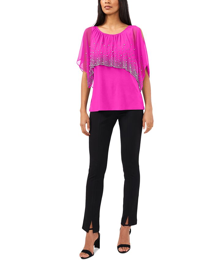 MSK Embellished Chiffon-Overlay Top - Macy's