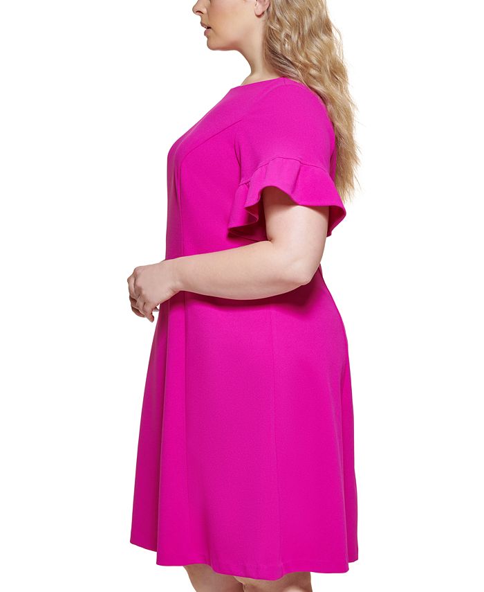 Jessica Howard Plus Size Flutter Sleeve Fit And Flare Dress Macys