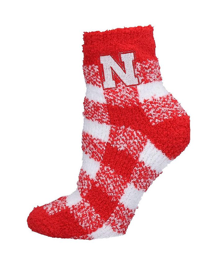 ZooZatz Women's Nebraska Huskers Fuzzy Buffalo Checkered Ankle Socks ...