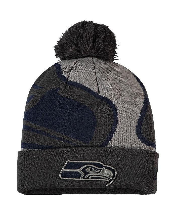 New Era Men's Graphite Seattle Seahawks Logo Whiz Redux Cuffed Knit Hat ...