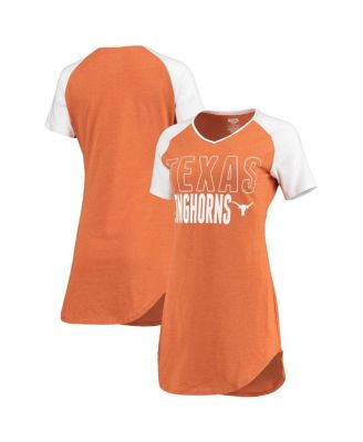 Women's Texas Orange, White Texas Longhorns Raglan V-Neck Nightshirt ...