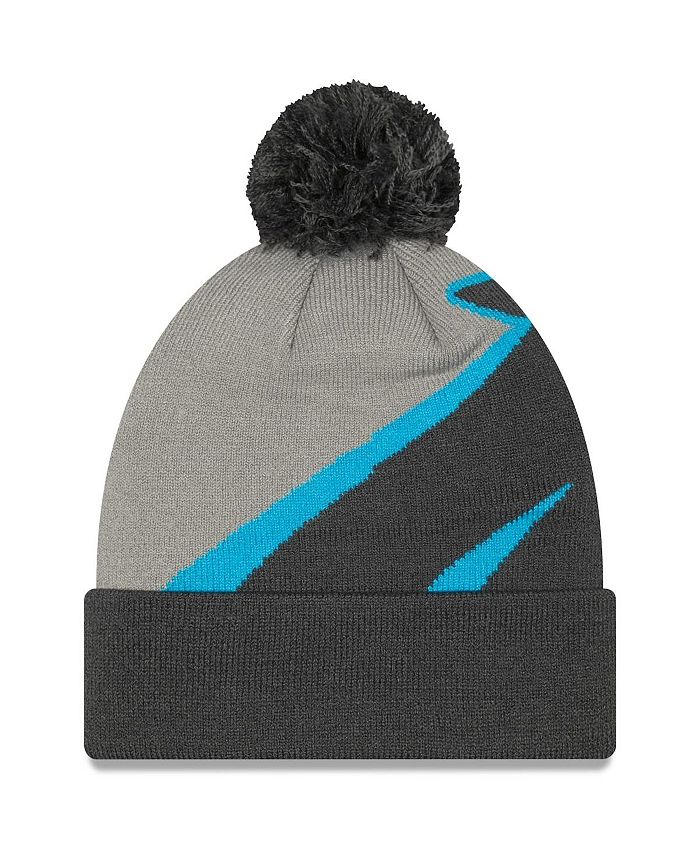 New Era Men's Graphite Carolina Panthers Logo Whiz Redux Cuffed Knit ...
