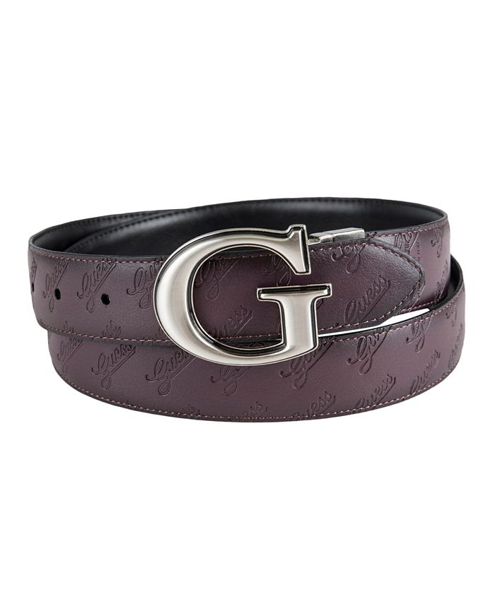 GUESS Men's Reversible G Monogram Buckle Belt - Macy's