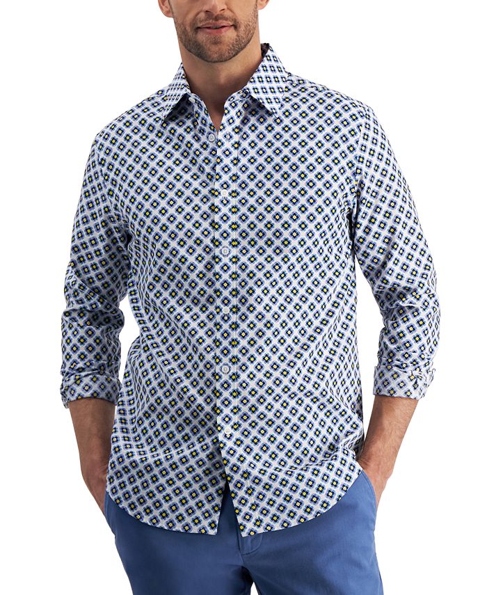 Club Room Men's Concho Tile-Print Shirt, Created for Macy's - Macy's