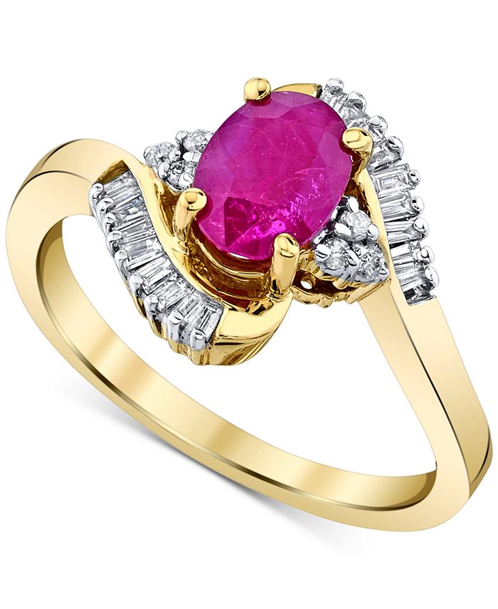 Macy's Ruby (1 ct. t.w.) & Diamond (1/5 ct. t.w.) Ring in 10k Gold - Macy's