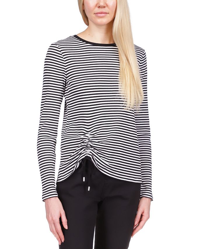 Michael Kors Striped Drawstring Top - Macy's