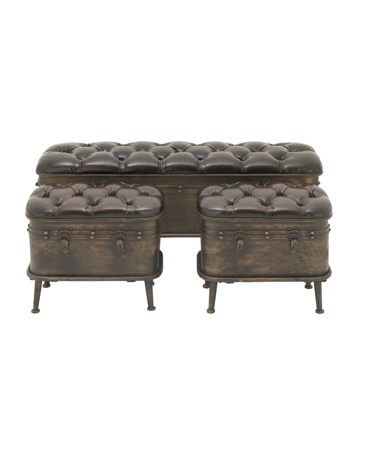 Click here for Metal Retro Storage Bench  Set of 3 - Brown prices