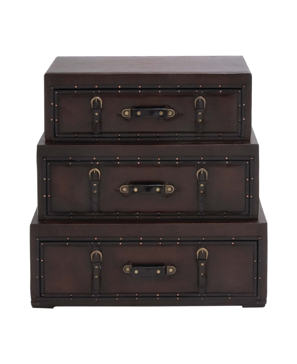 Click here for Faux Leather and Wood Traditional Chest - Brown prices