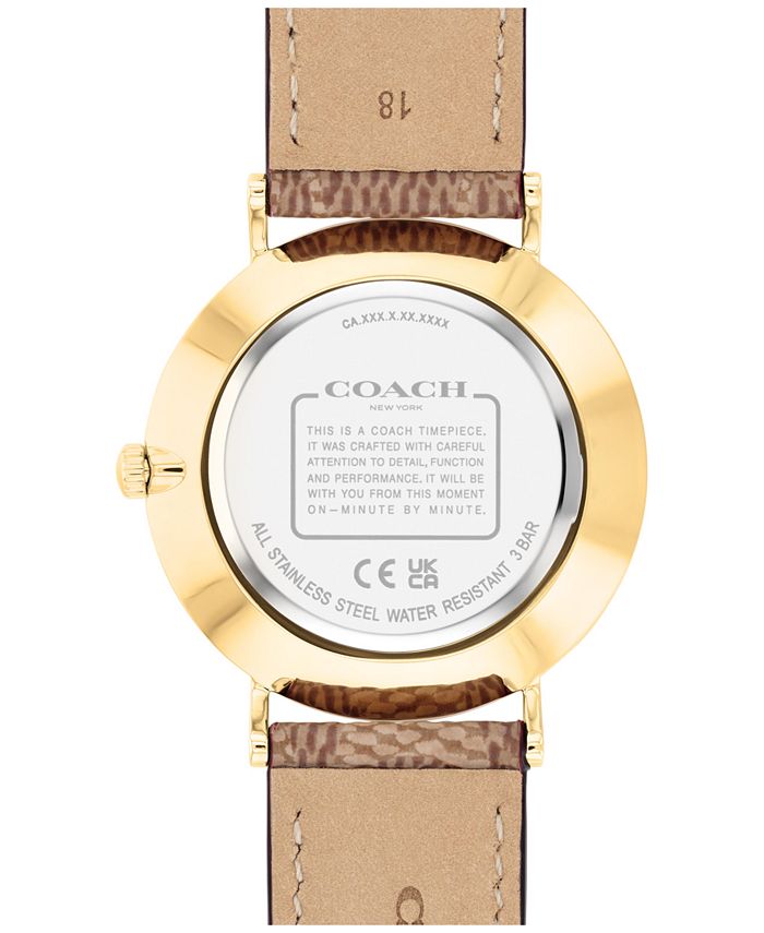 COACH Women's Perry Brown Leather Strap Watch 36mm - Macy's