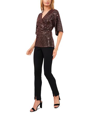 MSK Sequined Surplice Top - Macy's