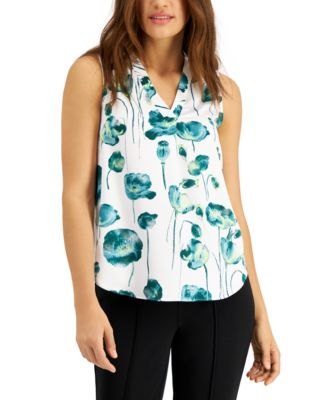 Alfani Petite Printed Washed Satin Top, Created for Macy's - Macy's