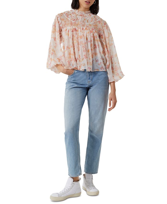 French Connection Crinkled Floral-Print Blouse - Macy's