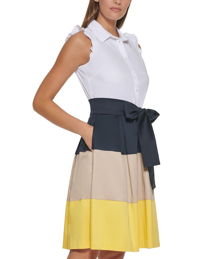 Tommy Hilfiger Ruffled Colorblocked Dress - Macy's