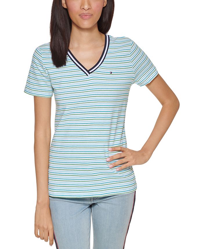 Tommy Hilfiger Striped V-Neck T-Shirt - Macy's