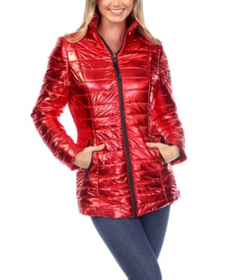 Women's Metallic Puffer Coat - Macy's