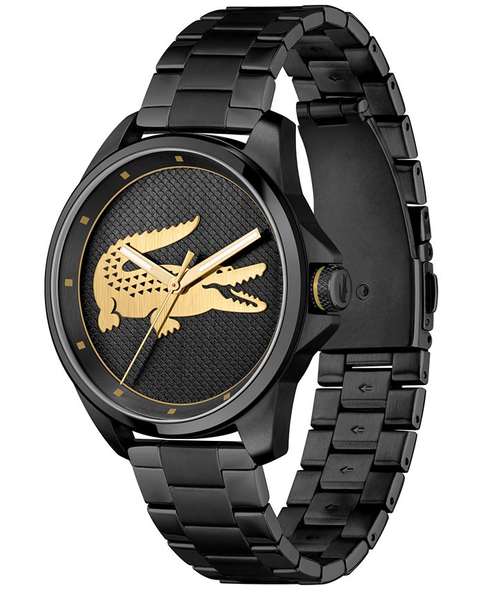 Lacoste Men's Le Croc Black-Tone Stainless Steel Bracelet Watch 42mm ...