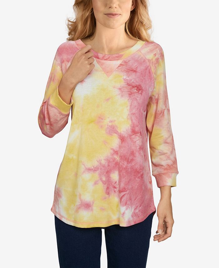 Ruby Rd. Plus Size Knit Hatchi Tie Dye Top - Macy's