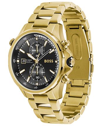 BOSS Globetrotter Men's Chronograph Gold-Tone Stainless Steel Bracelet ...