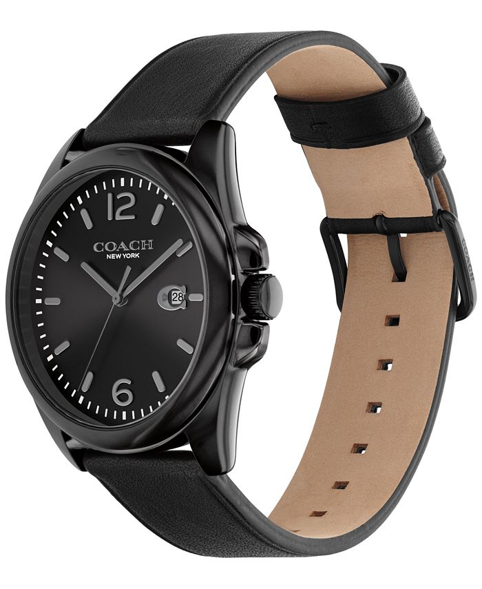 COACH Men's Greyson Black Leather Strap Watch 41mm - Macy's
