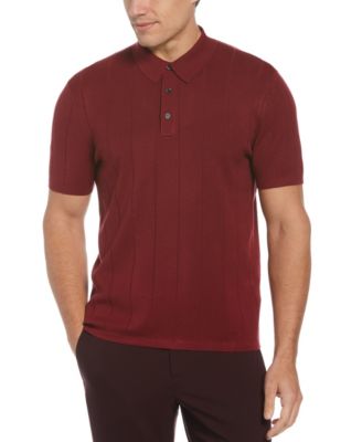 Perry Ellis Men's Tech Knit Pointelle Rib Short Sleeve Polo Shirt - Macy's