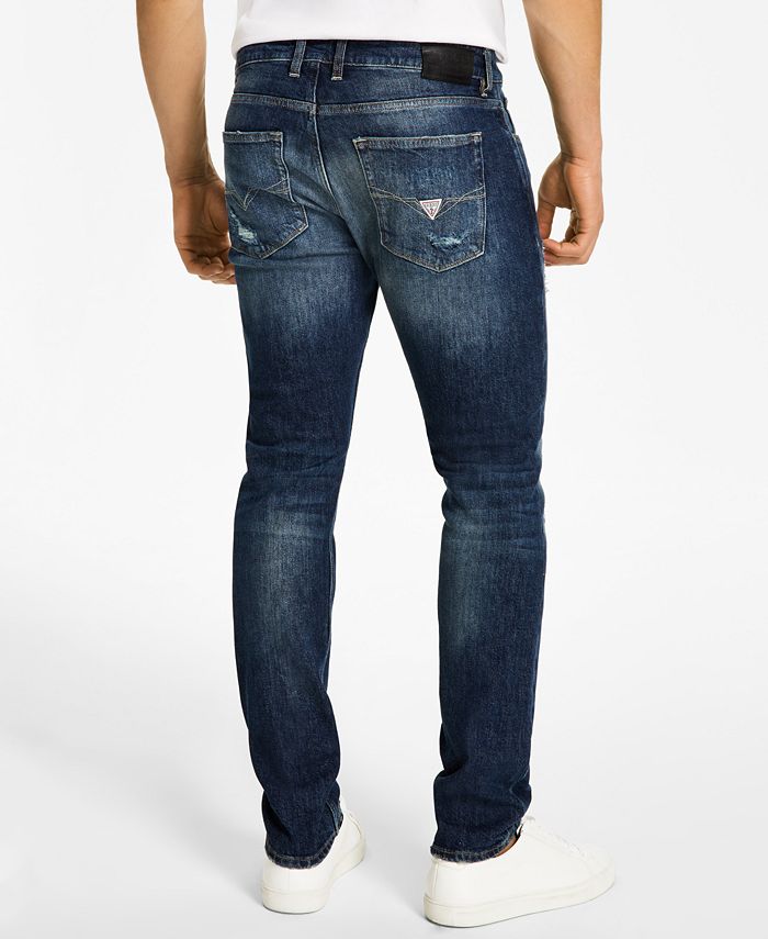 GUESS Men's Slim Tapered Ripped Jeans - Macy's