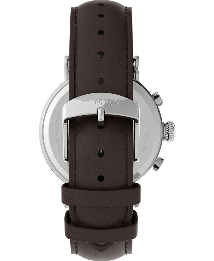 Timex Men's Standard Brown Leather Watch 41mm - Macy's